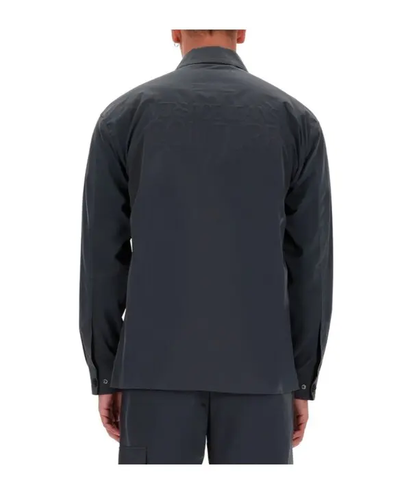 Versace Logo Embossed Shirt Jacket - Grey
