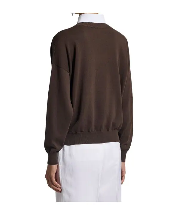 Peserico V-neck Sweater With Chest Pocket - Brown