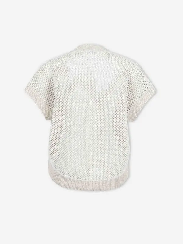 Peserico Short-sleeved Knitwear V-neck - Cream