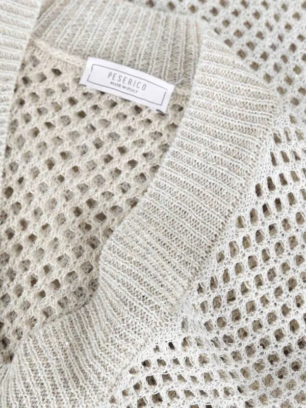 Peserico Short-sleeved Knitwear V-neck - Cream