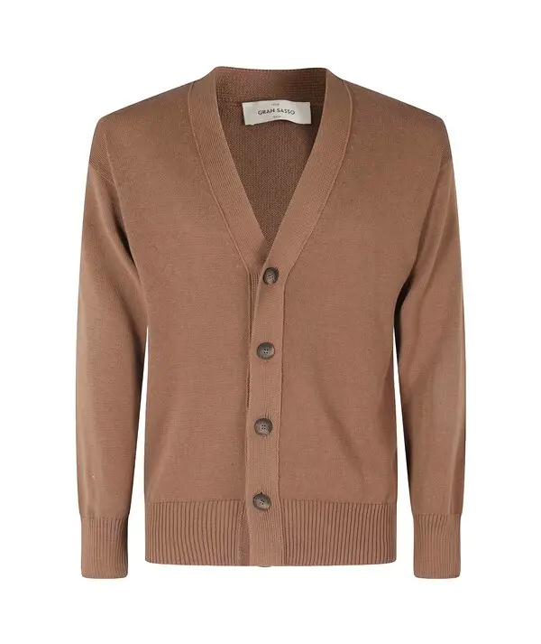 GRAN SASSO Long-sleeved Knitted Cardigan - Brown