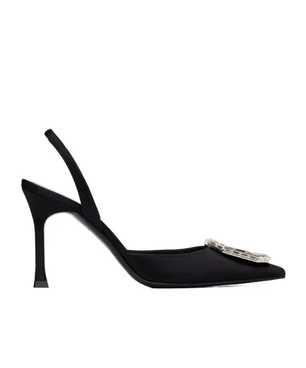 Amina Muaddi Camelia Sling 90 Pointed-toe High-heeled Sandals - Black