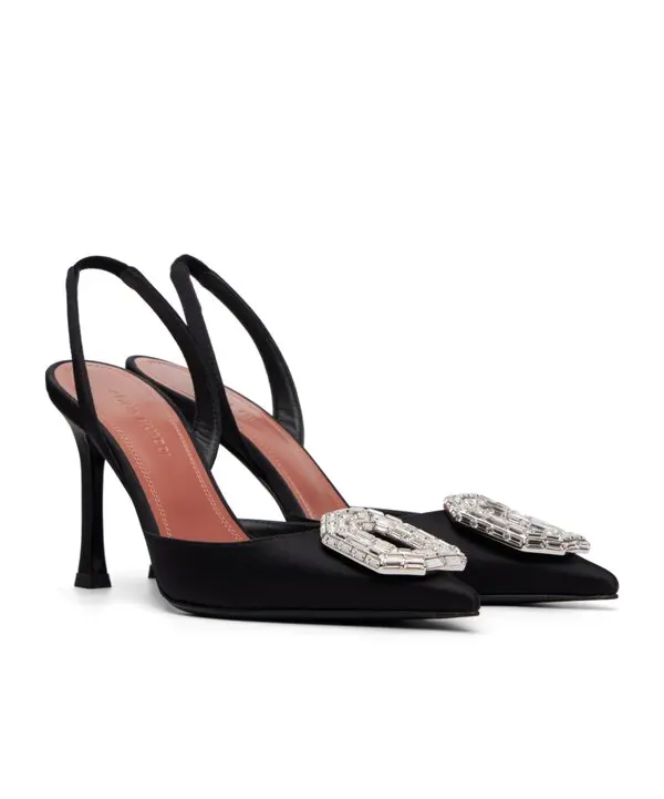 Amina Muaddi Camelia Sling 90 Pointed-toe High-heeled Sandals - Black