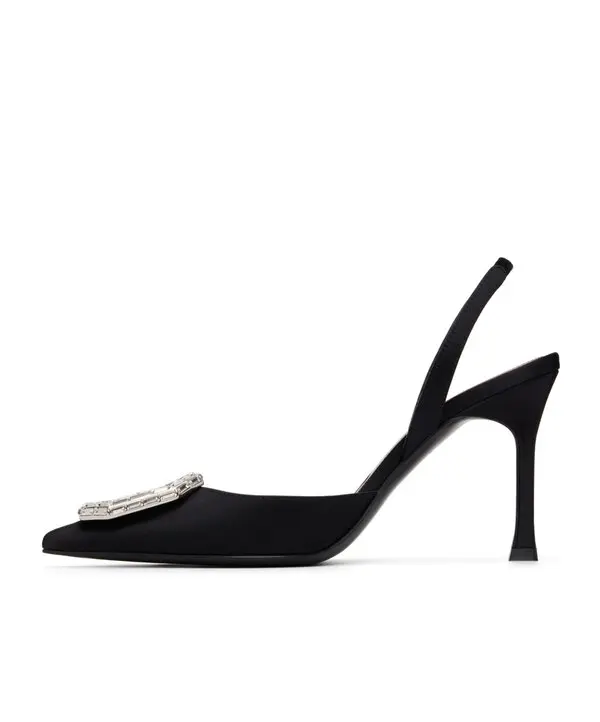Amina Muaddi Camelia Sling 90 Pointed-toe High-heeled Sandals - Black