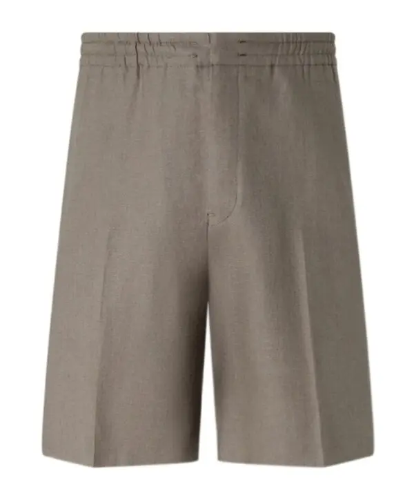 Zegna Oasi Lino Shorts - Dark Taupe