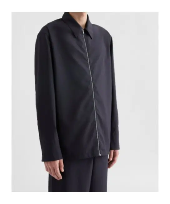 JIL SANDER Poplin Zip-up Shirt - Navy