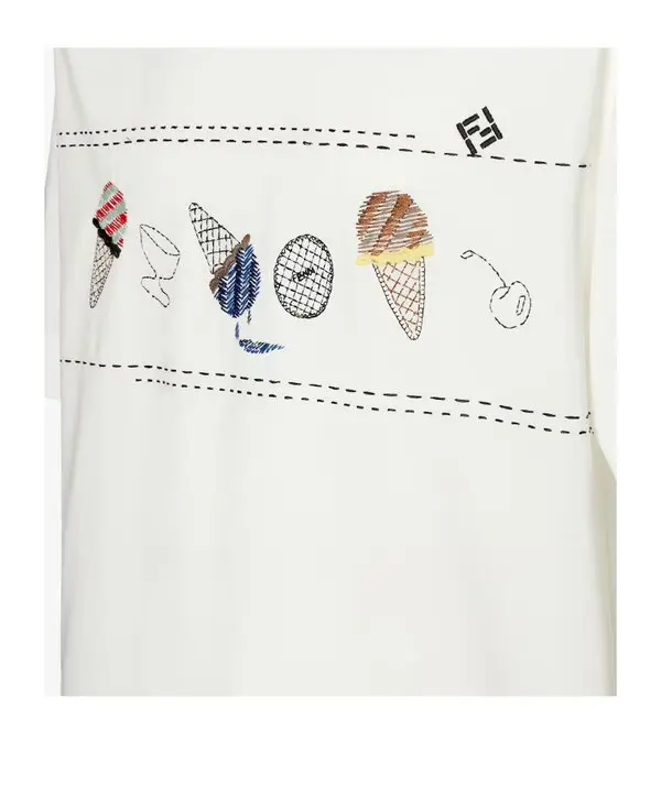 Fendi Ice Cream-embroidered T-shirt