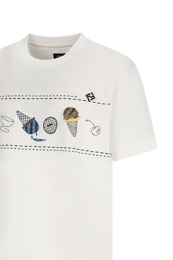 Fendi Ice Cream-embroidered T-shirt
