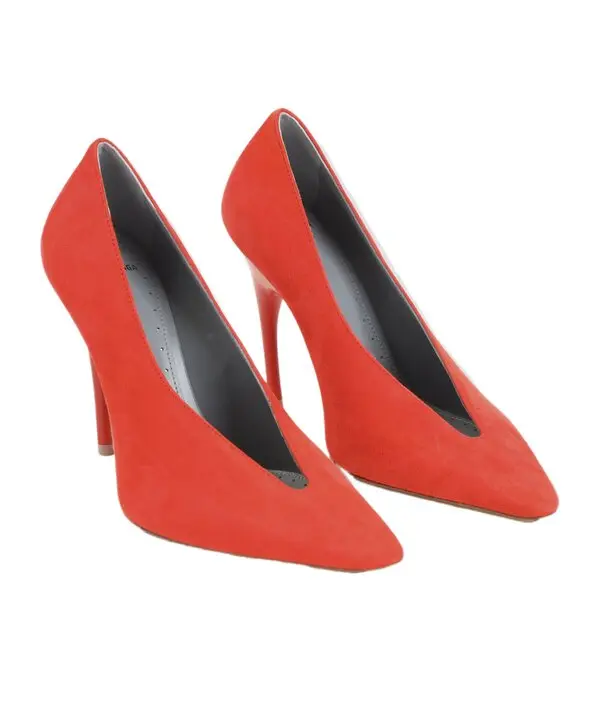 Balenciaga Suede Goatskin Pumps With Golden Studs - Red