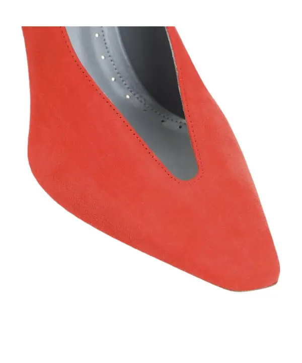 Balenciaga Suede Goatskin Pumps With Golden Studs - Red