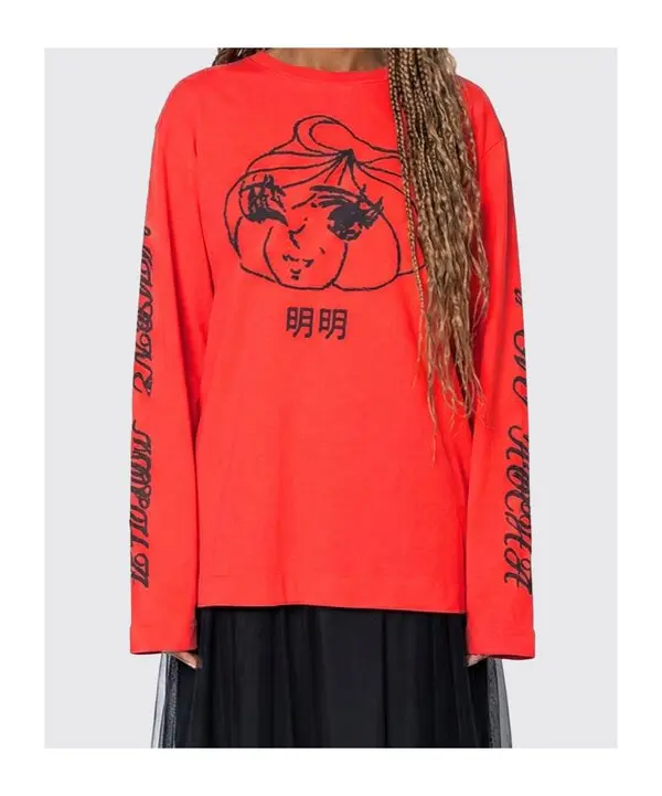 Simone Rocha Long Sleeve Printed T-shirt - Red