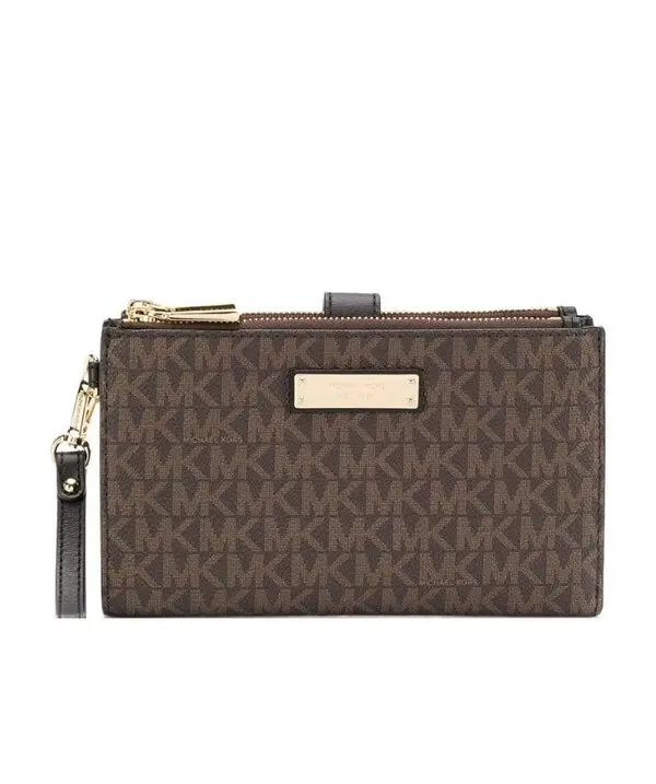 Michael Kors Adele Monogrammed Clutch Bag - Brown