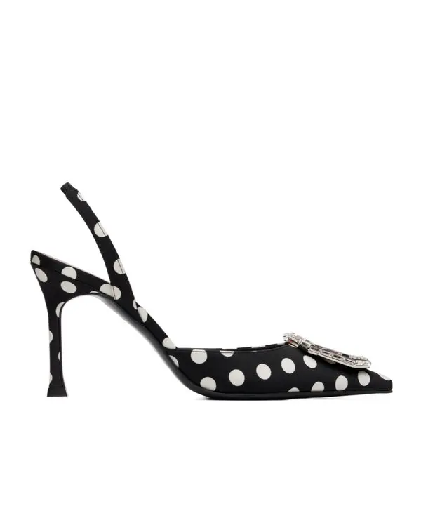 Amina Muaddi Camelia Sling 90 Polka Dot High-heeled Sandals - Black