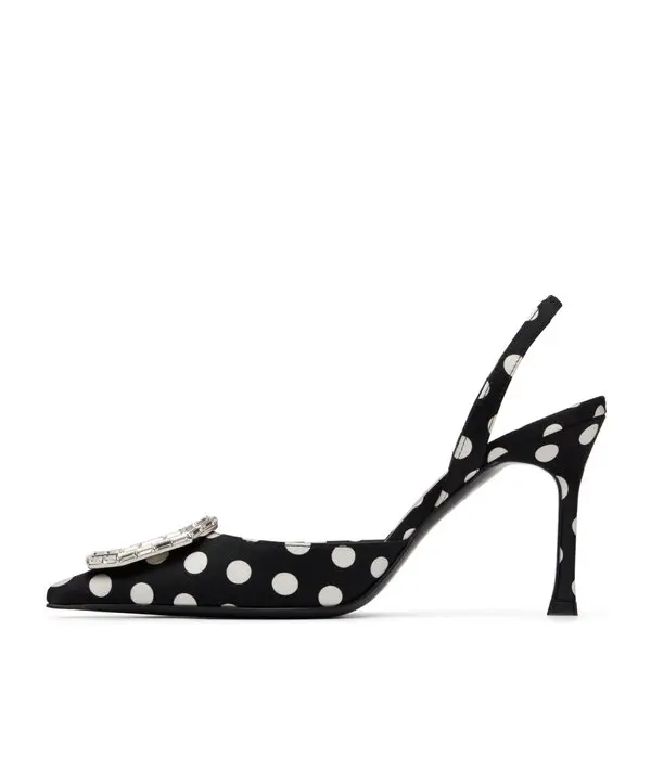 Amina Muaddi Camelia Sling 90 Polka Dot High-heeled Sandals - Black