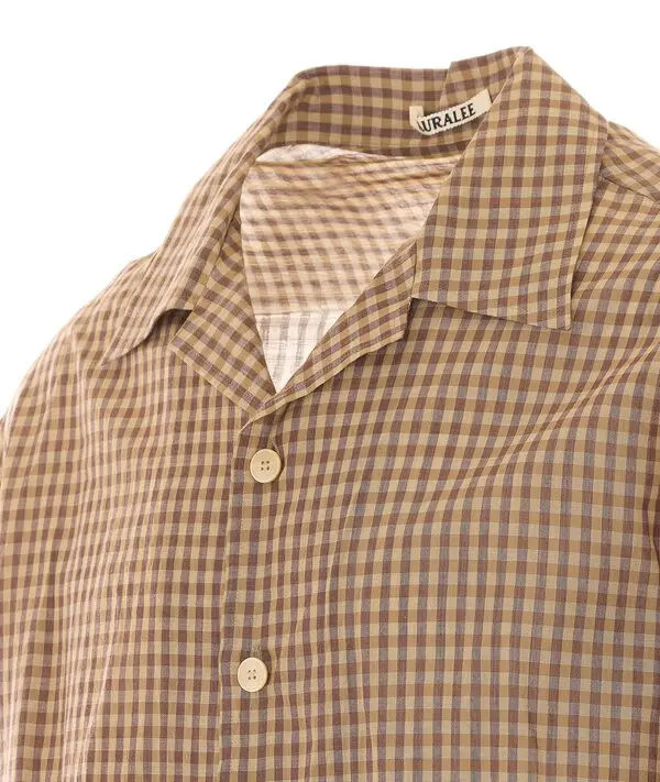 Auralee Gingham-check Short-sleeved Shirt - Brown