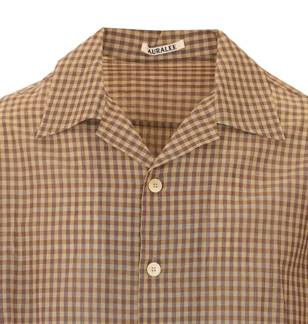 Auralee Gingham-check Short-sleeved Shirt - Brown