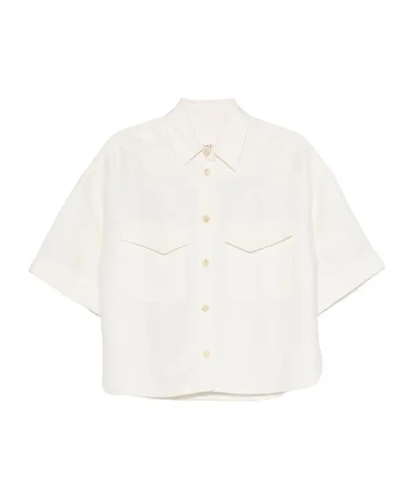 Closed Boxy Short-sleeve Shirt With Lapel Collar