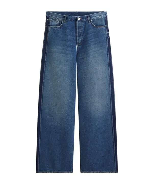 Dior Baggy Jeans With Laser-printed Side Stripes