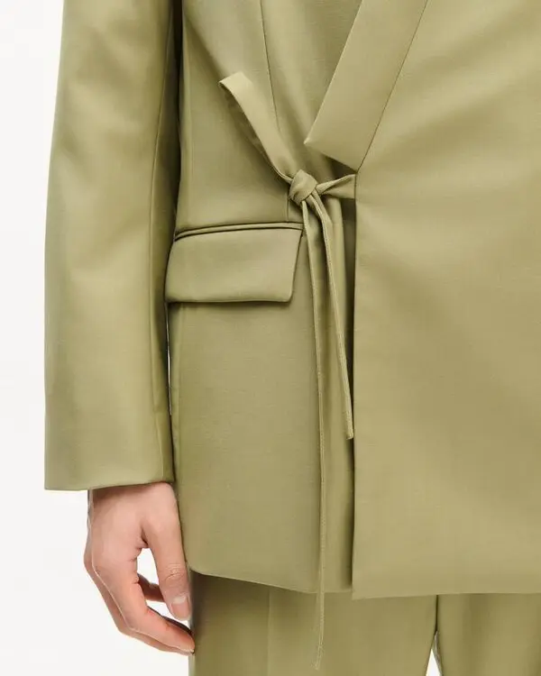 Kenzo Double Breasted Kimono Tailored Jacket With Tie Detail