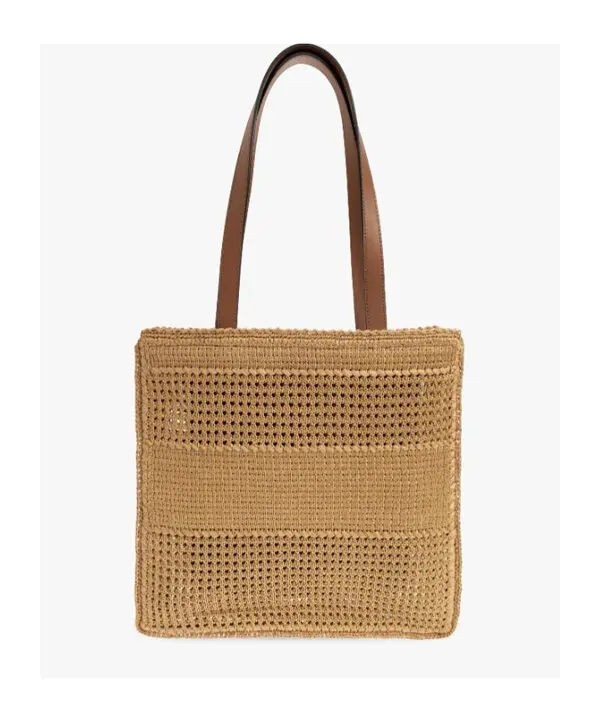 Moschino Embroidered Raffia Tote Bag