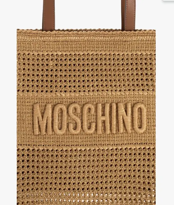 Moschino Embroidered Raffia Tote Bag