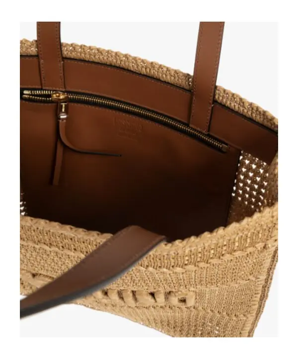 Moschino Embroidered Raffia Tote Bag