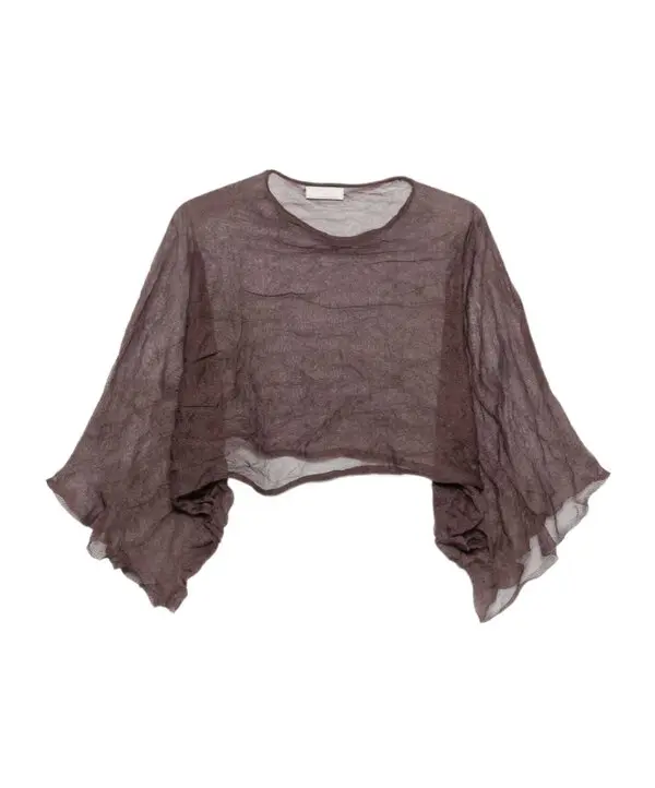 Antonelli Firenze Arnica Crinkled Crop Top - Brown