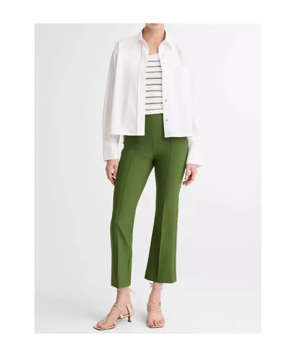 Vince Niki Cropped Flared Pants - Grass Green