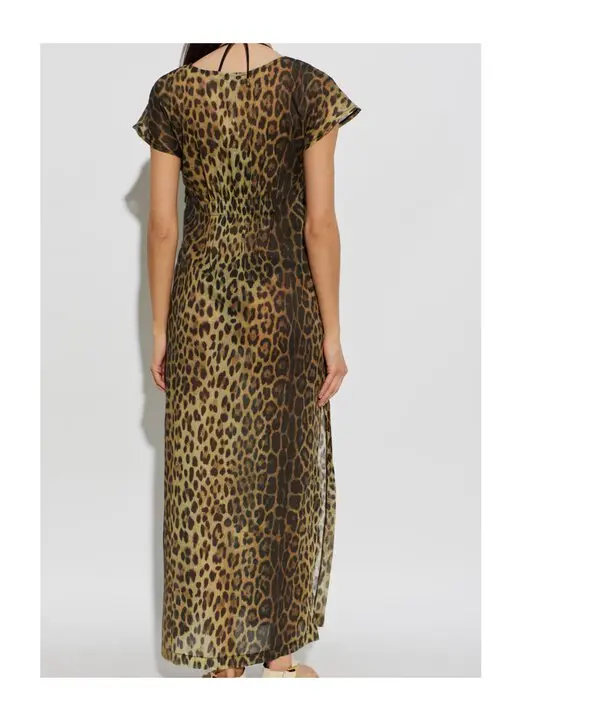 Moschino Leopard Print V-neck Beach Dress
