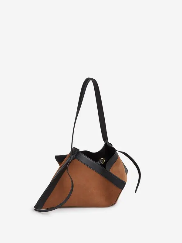 Yuzefi Geometric Suede Handbag - Brown