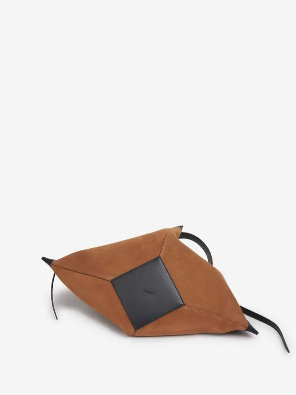 Yuzefi Geometric Suede Handbag - Brown