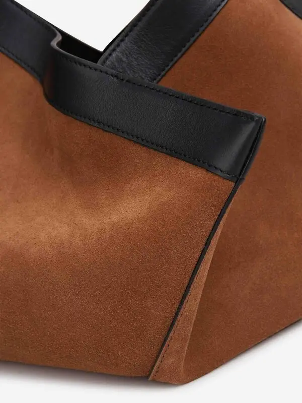 Yuzefi Geometric Suede Handbag - Brown