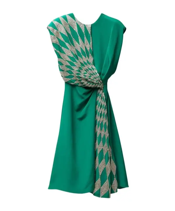Versace Embellished Draped Dress