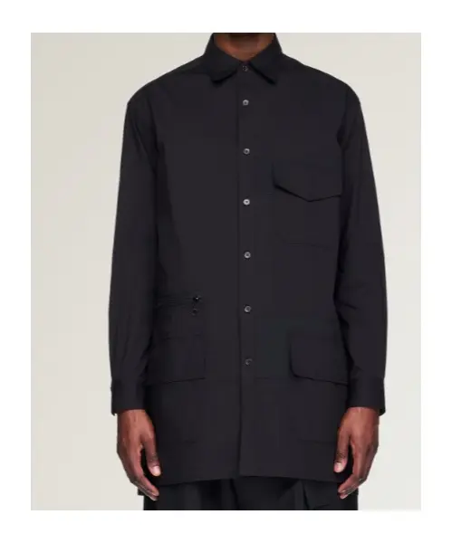 Y3 Long-sleeve Collared Shirt With Multiple Pockets - Black