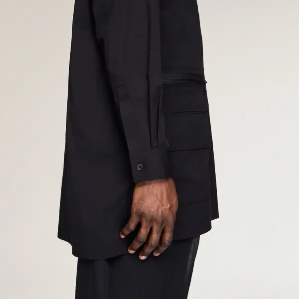 Y3 Long-sleeve Collared Shirt With Multiple Pockets - Black