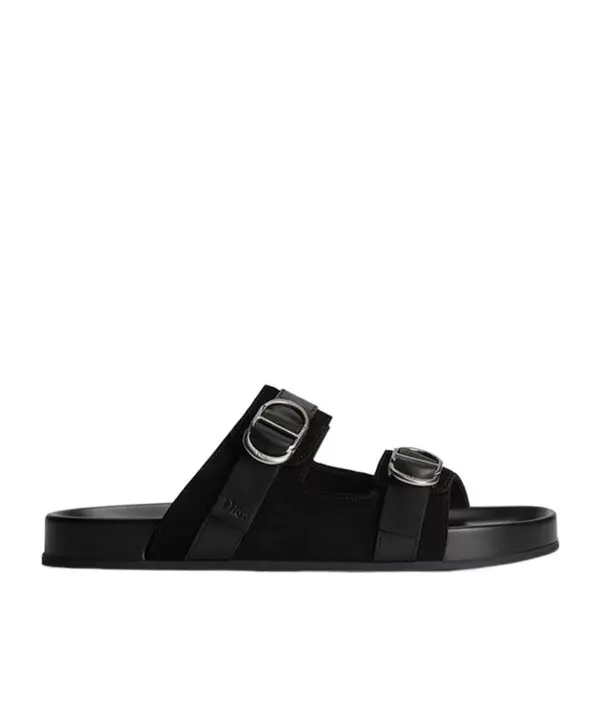 Dior Suede Double Strap Sandals With Cd Buckles