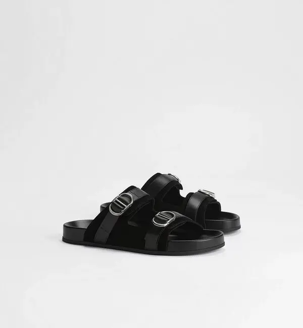 Dior Suede Double Strap Sandals With Cd Buckles