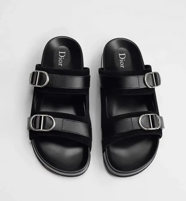 Dior Suede Double Strap Sandals With Cd Buckles