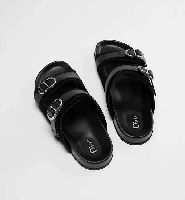 Dior Suede Double Strap Sandals With Cd Buckles