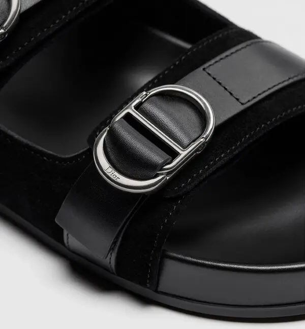 Dior Suede Double Strap Sandals With Cd Buckles