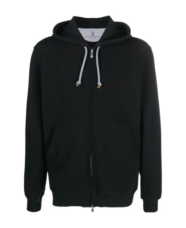 Brunello Cucinelli Zip-up Hooded Sweatshirt - Black