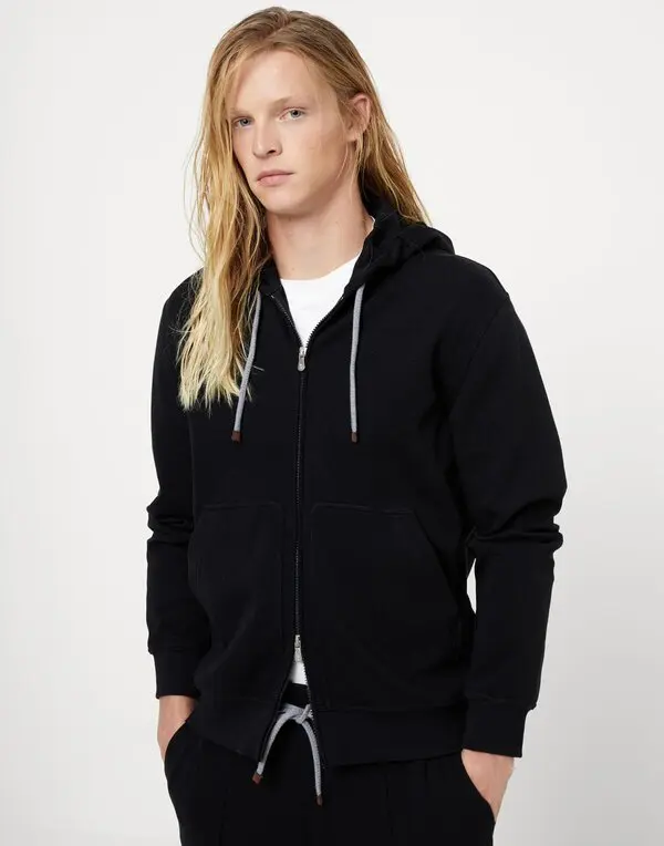 Brunello Cucinelli Zip-up Hooded Sweatshirt - Black