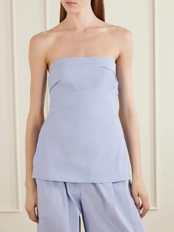 ST. AGNI Strapless Tie-back Poplin Top