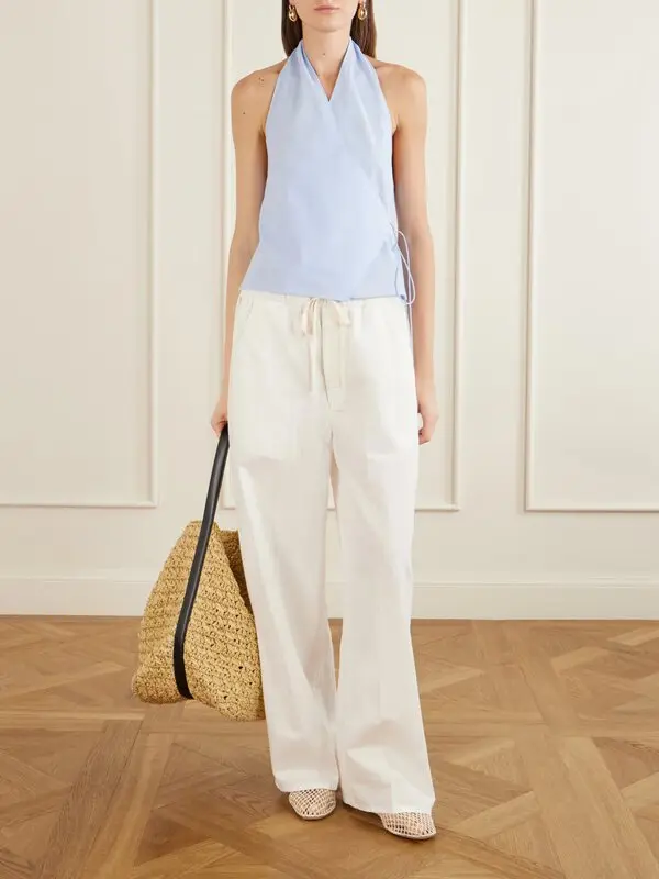 ST. AGNI Organic Cotton Poplin Oxford Wrap Top