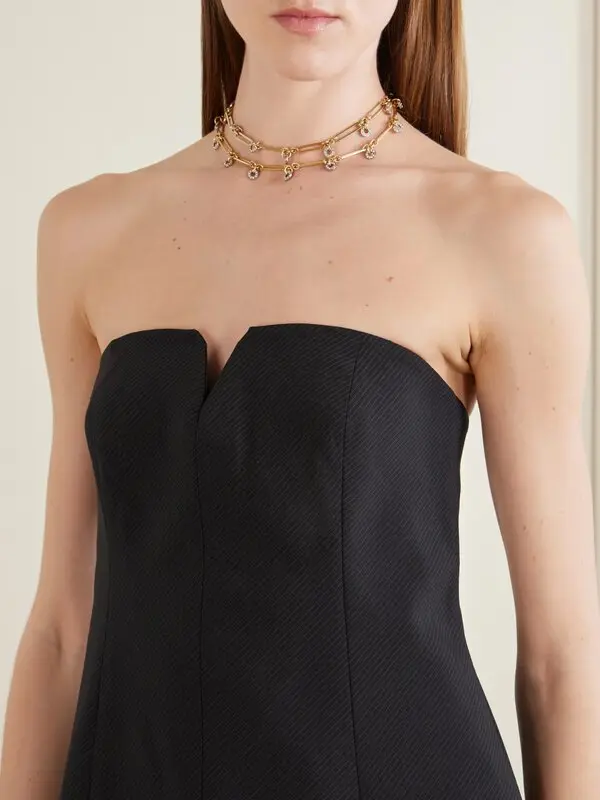 ST. AGNI Wool Pinstripe Strapless Top