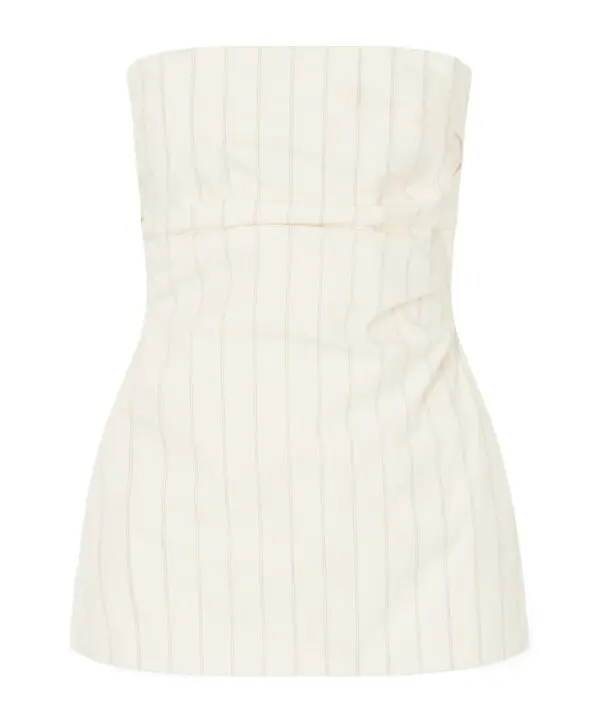 ST. AGNI Striped Top - White