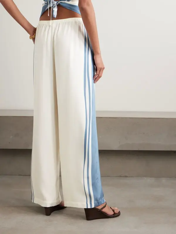 SIR. Drawstring Stripe Wide-leg Trousers - White