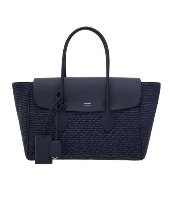 FERRAGAMO East-west Tote Bag - Navy Blue