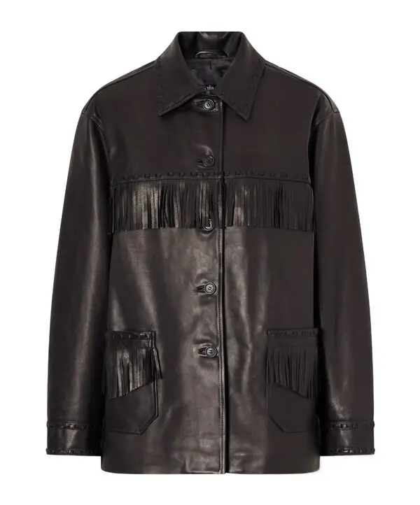 NILI LOTAN Gus Tasseled Leather Jacket