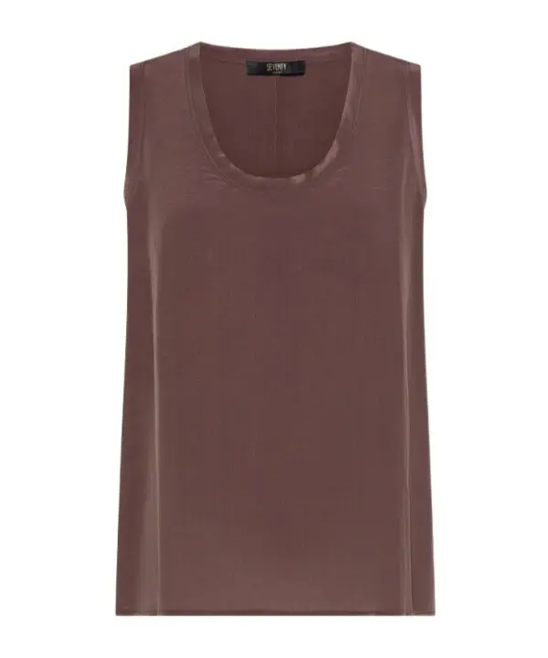 Seventy Silk Blend Sleeveless Top With Wide Neckline - Violet